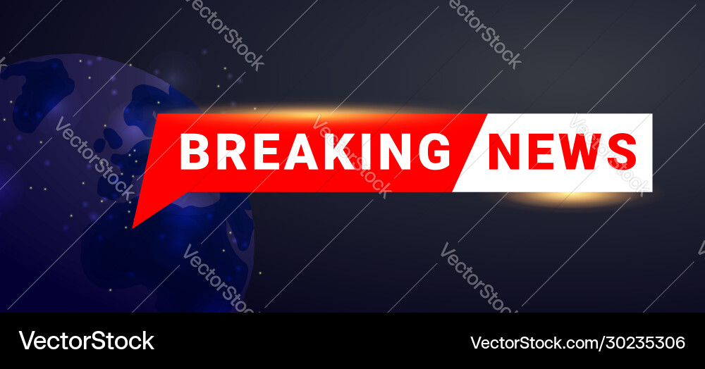 Latest news breaking text with global planet Vector Image