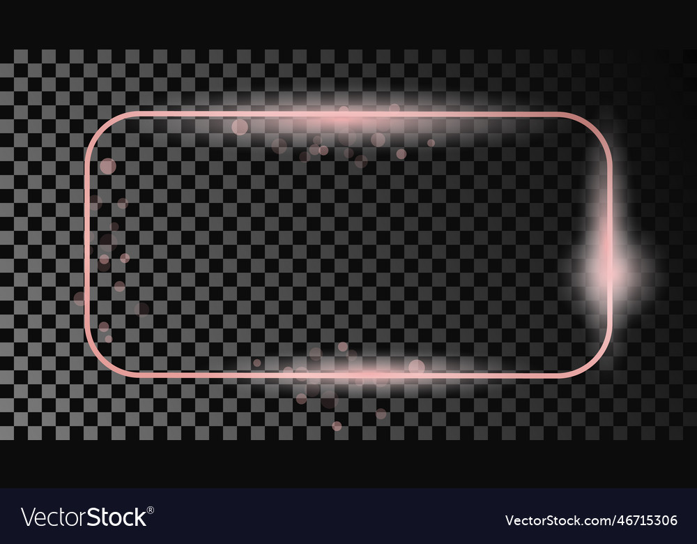 Rose gold glowing rounded rectangular frame Vector Image