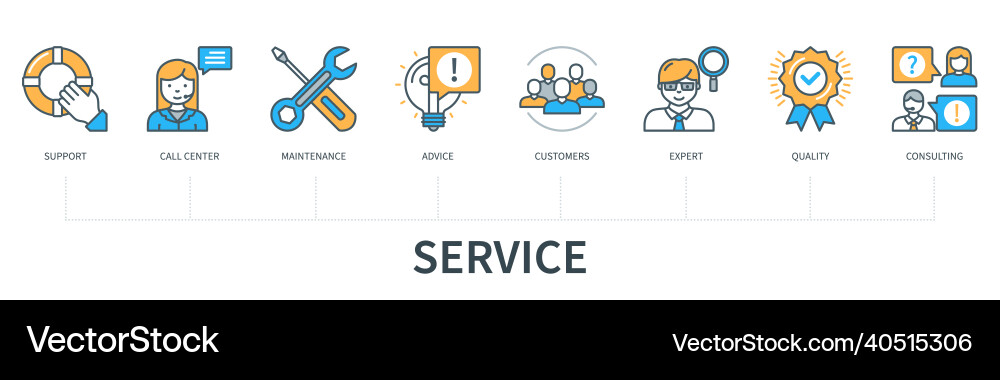Service concept with icons support call center Vector Image