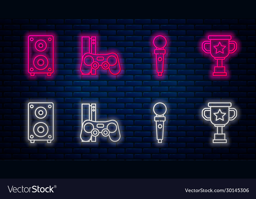 Set line game console with joystick joystick Vector Image