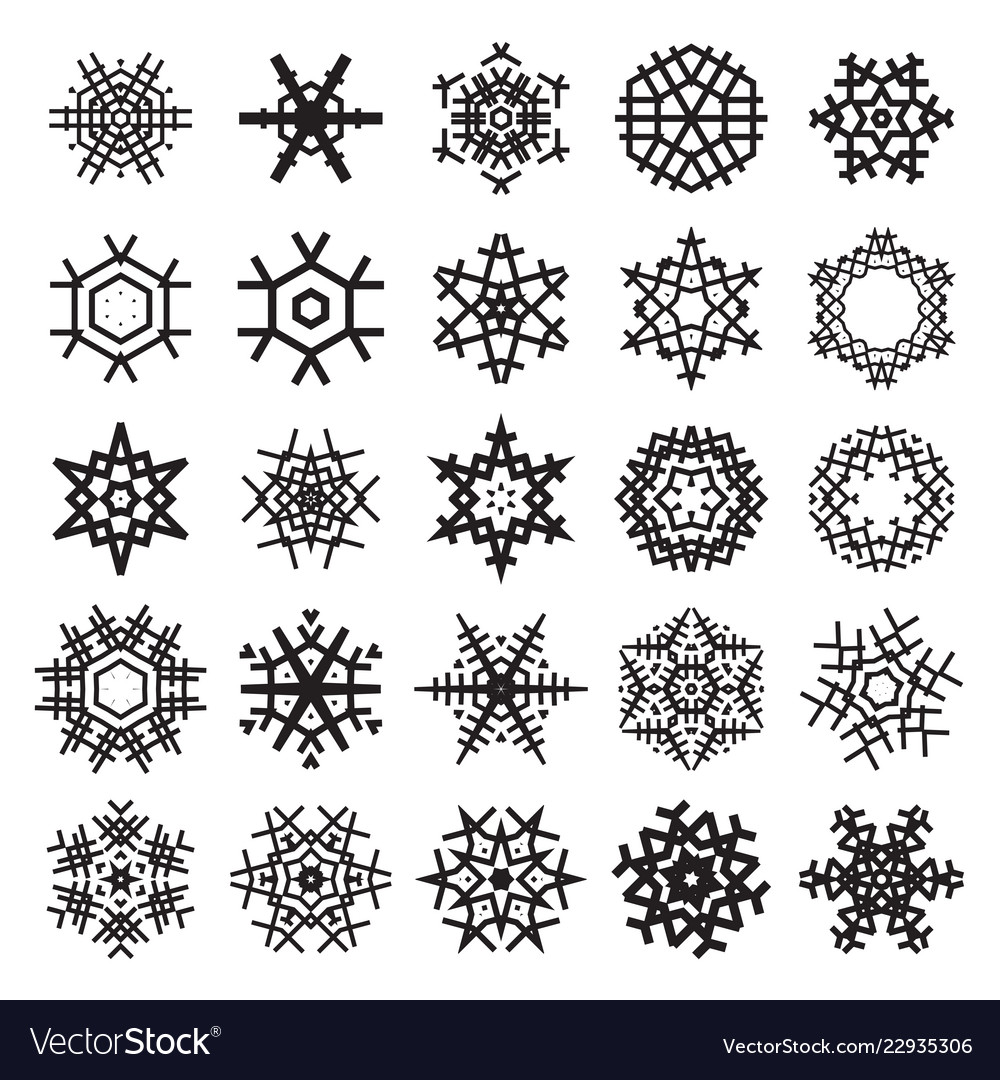 Simple snowflake icons isolated on white Vector Image