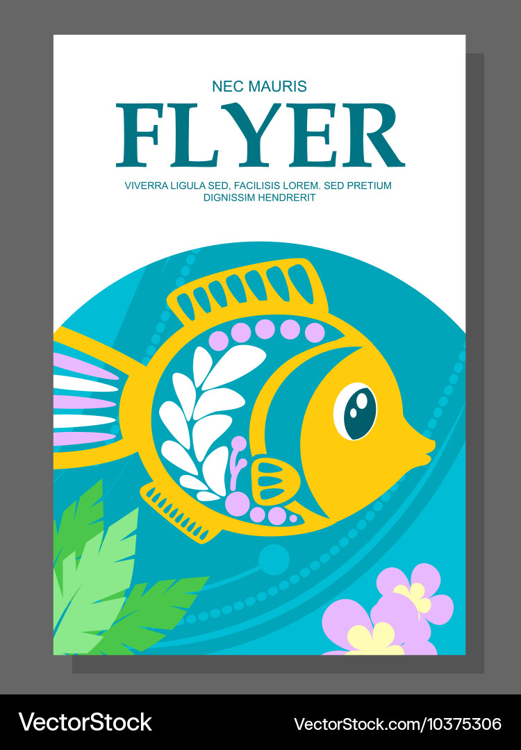 Summer flyer with a decorative fish on the ocean Vector Image