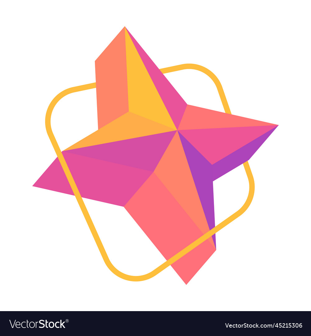 Volumetric star with square frame brochure Vector Image Volumetric star with square frame brochure Vector Image