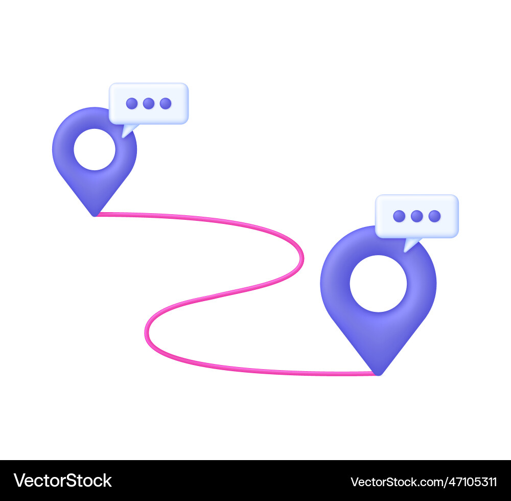 3d route location line with pin icon Royalty Free Vector