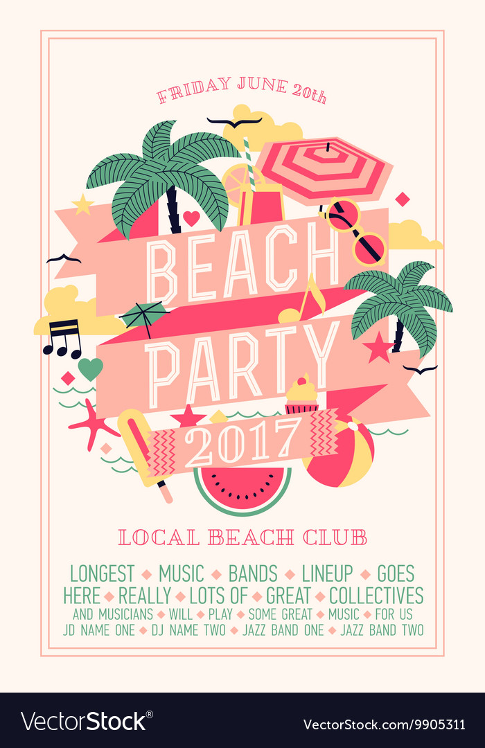 Beach Party Poster Royalty Free Vector Image Vectorstock