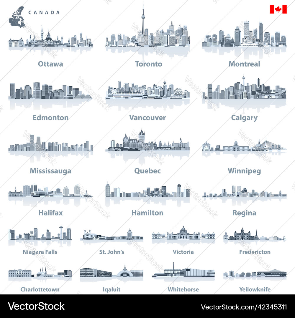 Canada largest cities and all states capitals Vector Image
