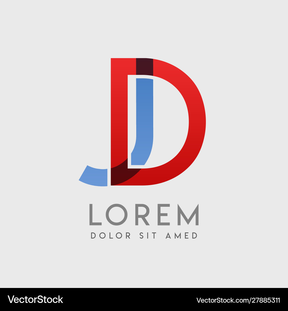 Dj logo letters with blue and red gradation Vector Image