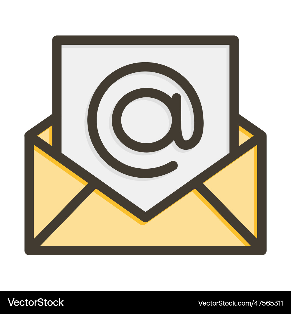 Email thick line filled colors for personal and Vector Image