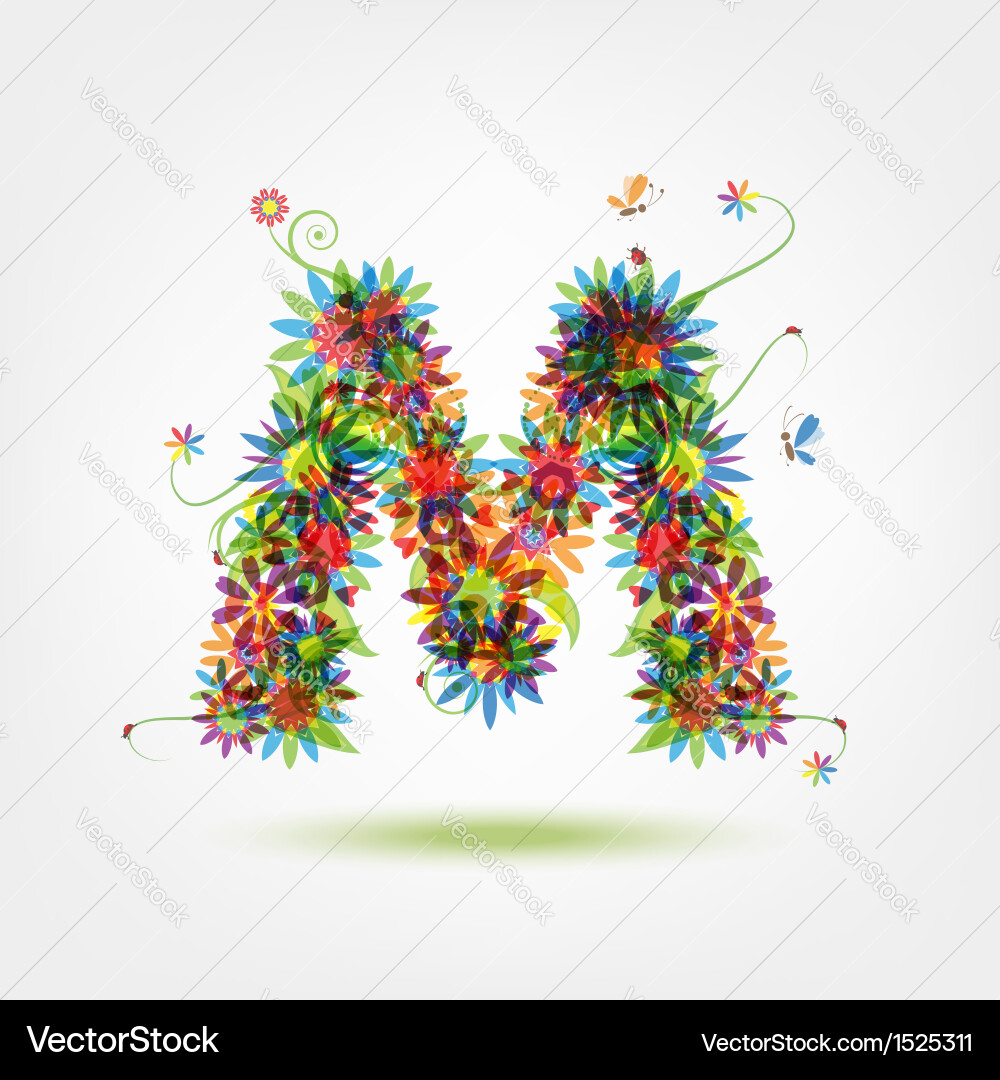 Floral letter for your design Royalty Free Vector Image