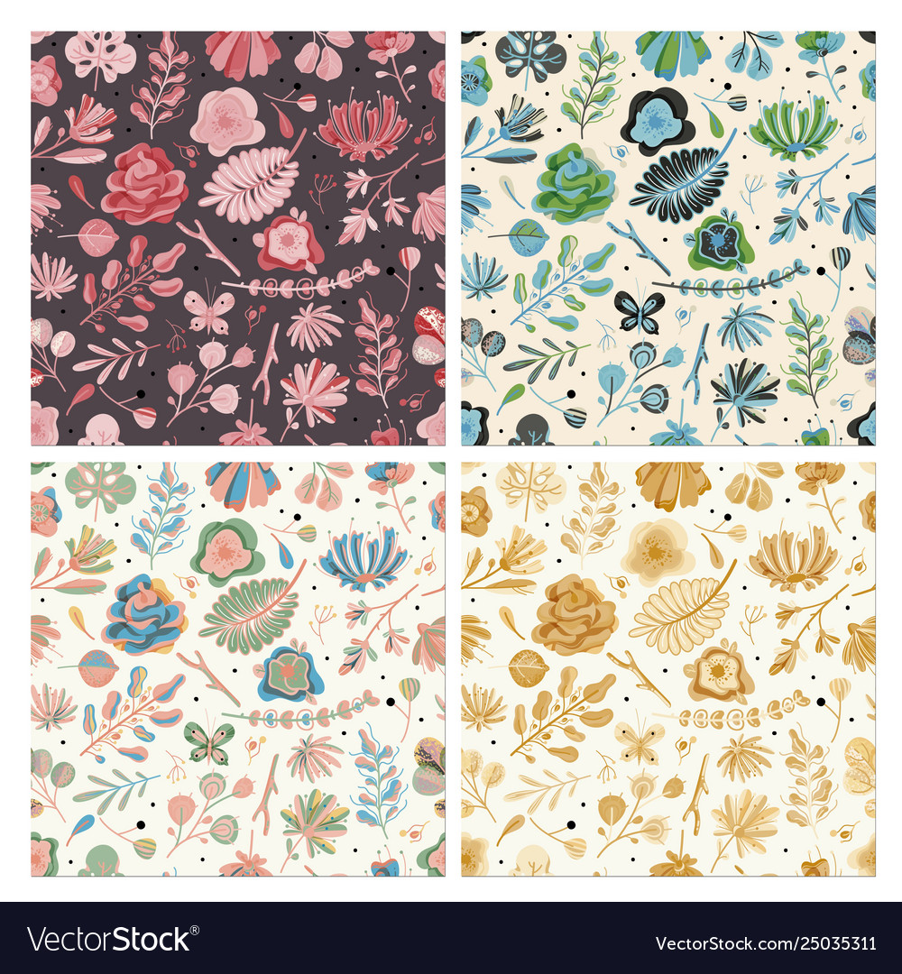 Floral seamless pattern set spring summer Vector Image