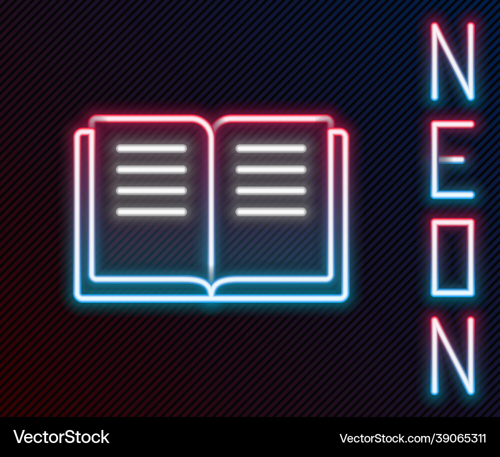 Glowing neon line ancient magic book with alchemy Vector Image