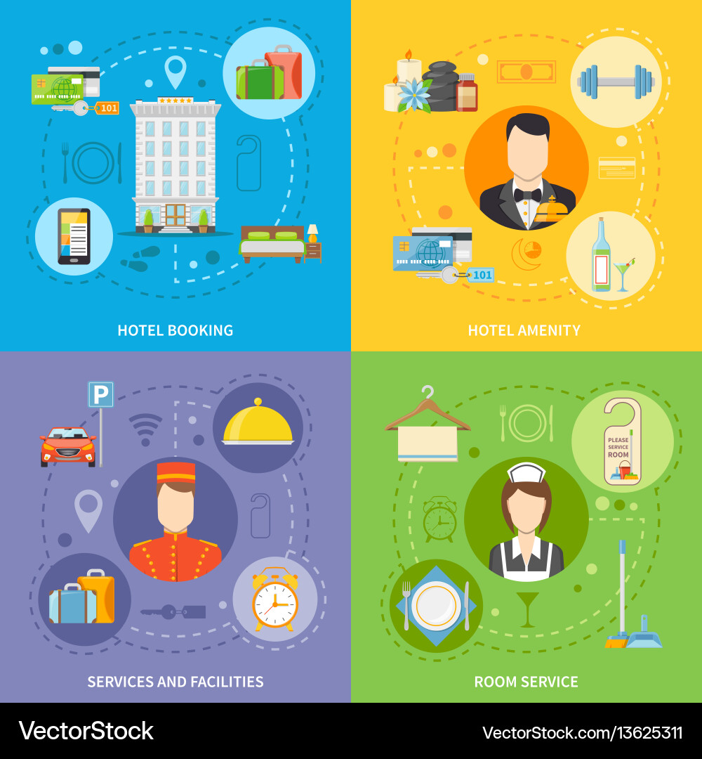 Hotel service concept icons set Royalty Free Vector Image