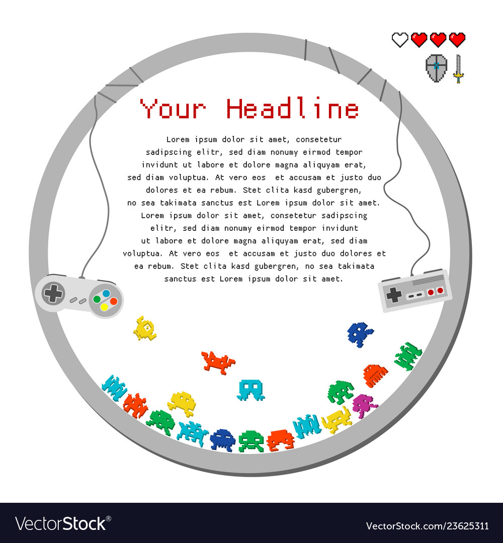 Large empty sign video games elements Royalty Free Vector