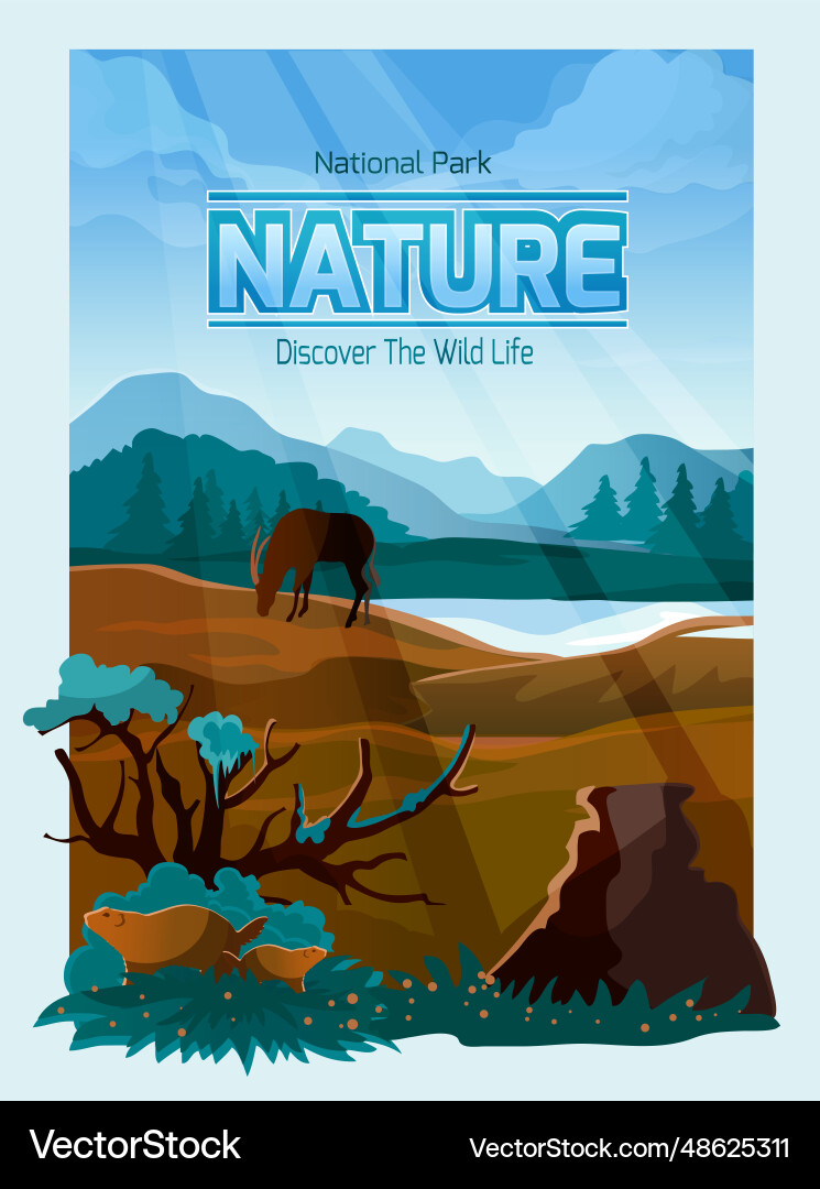 National park nature background banner Royalty Free Vector