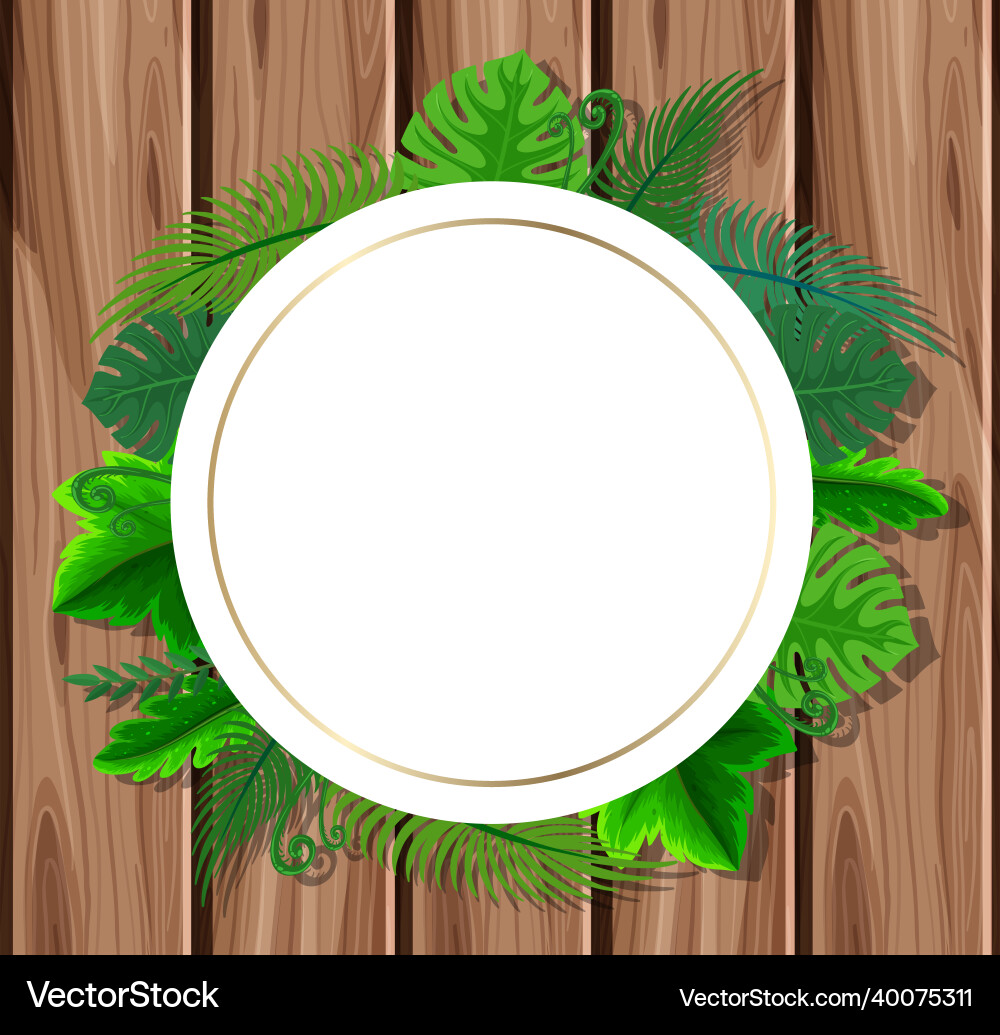 Round frame with tropical green leaves Royalty Free Vector
