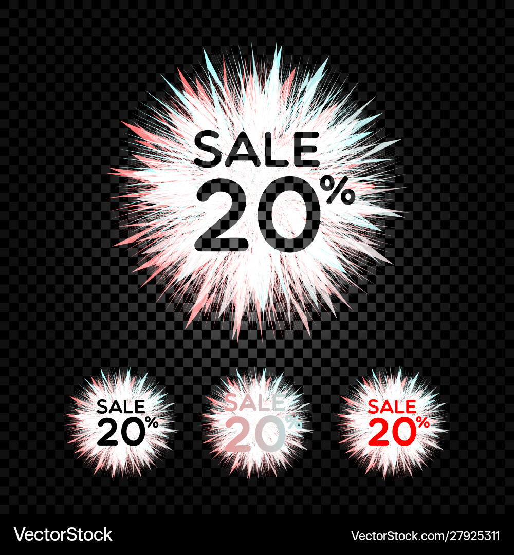 Sale sticker flash discount icon 20 Royalty Free Vector