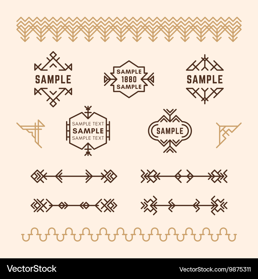Set of line art decorative geometric frames Vector Image