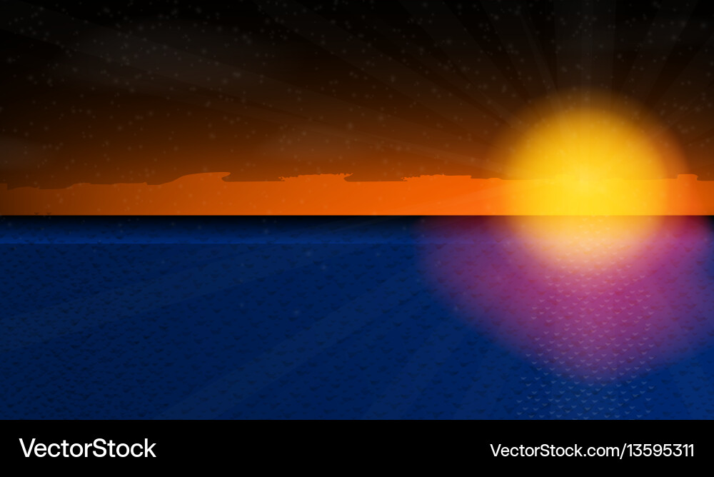 Sunny sunset over the sea Royalty Free Vector Image