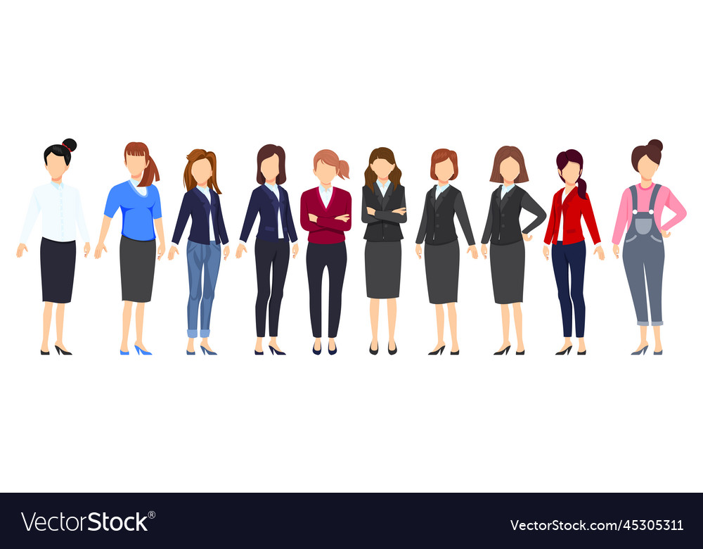 Team standing posing isolated Royalty Free Vector Image