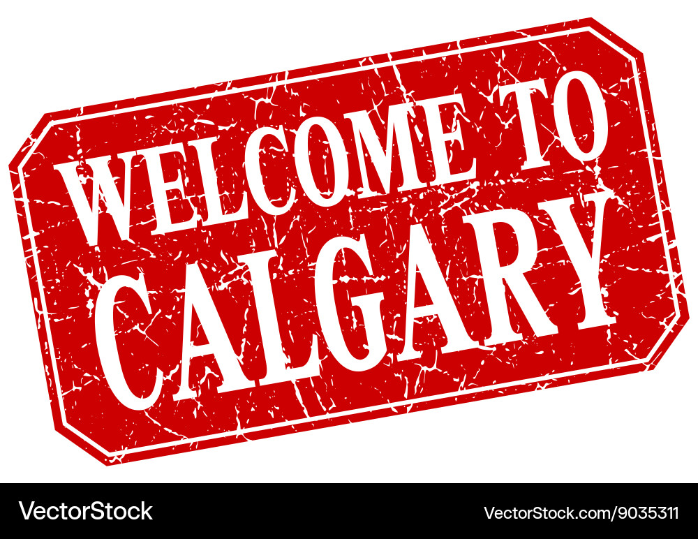 Welcome to calgary red square grunge stamp Vector Image