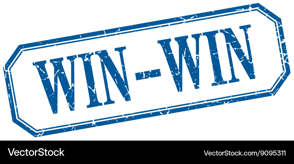 Win-win square blue grunge vintage isolated label Vector Image