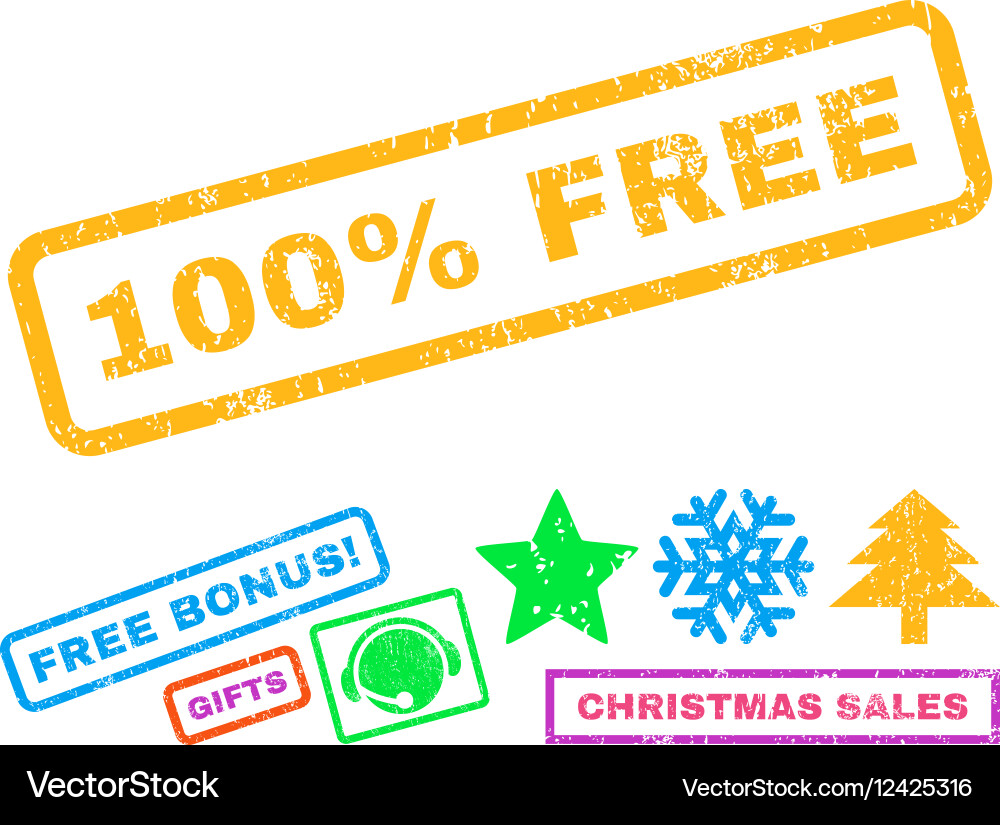 100 Percent Free Rubber Stamp Royalty Free Vector Image