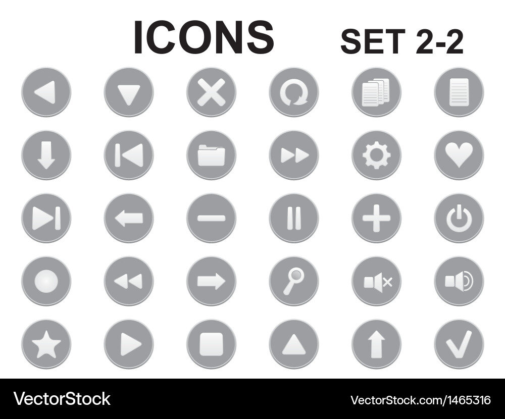 Black and white round icons Royalty Free Vector Image