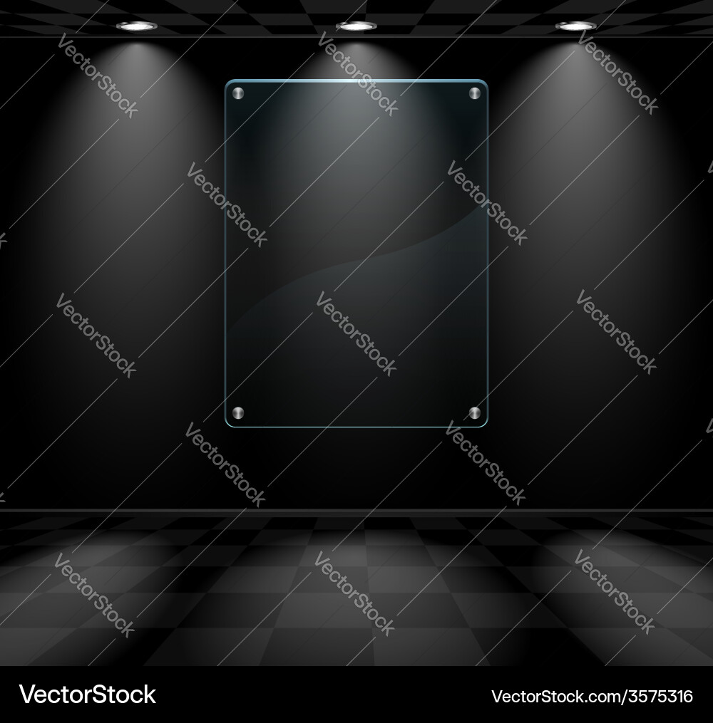 Black room with glass placeholder Royalty Free Vector Image