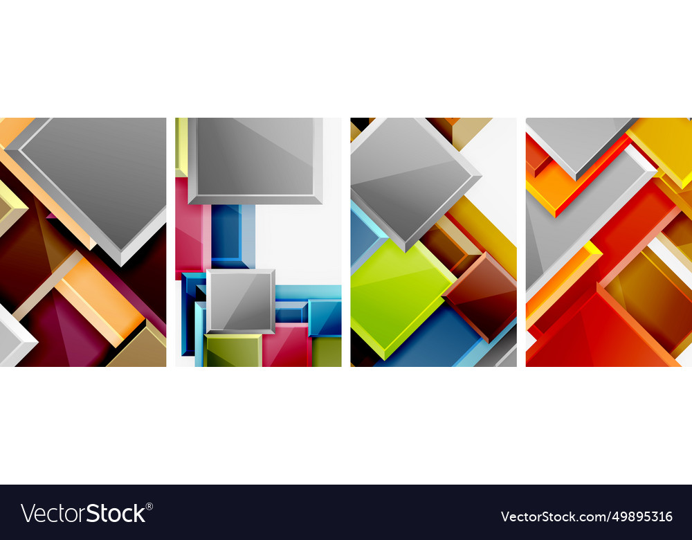 Color glass glossy square composition poster set Vector Image