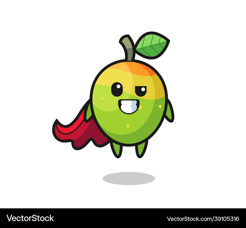 Cute mango character as a flying superhero Vector Image