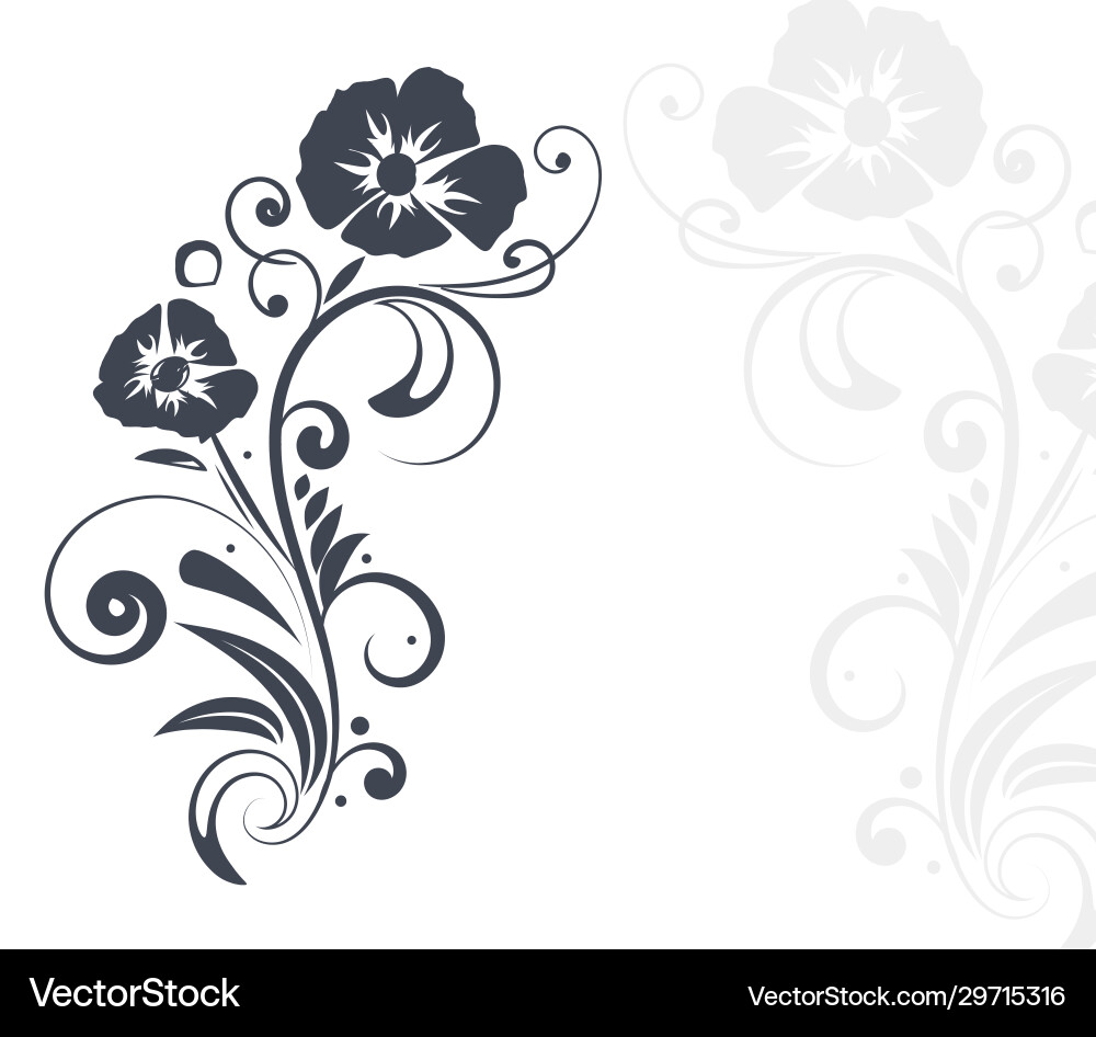 Floral branch black flat decoration Royalty Free Vector