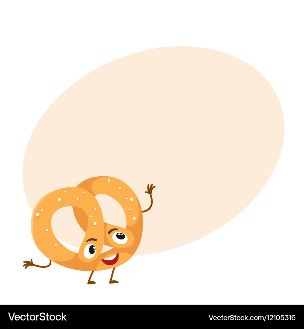 Funny freshly baked pretzel character Royalty Free Vector