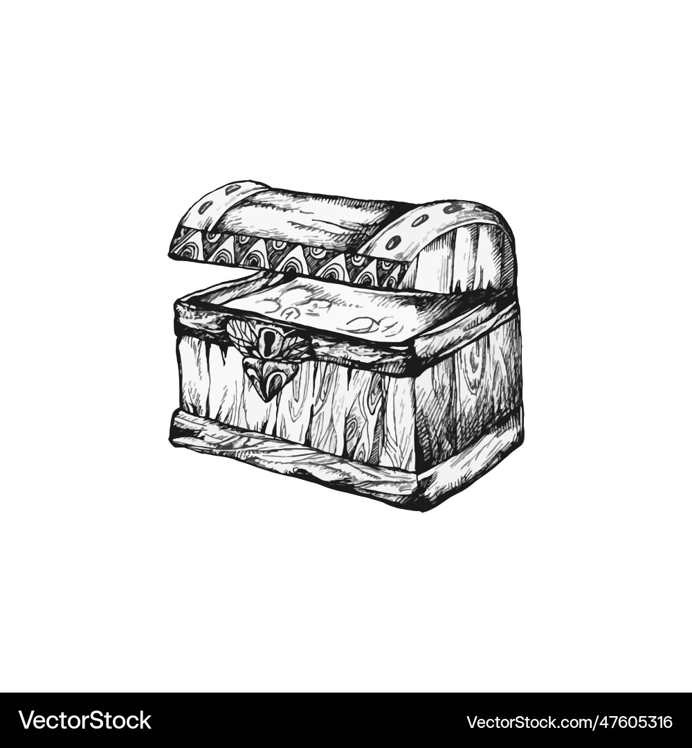 Handdrawn chest chest drawing sea Royalty Free Vector Image
