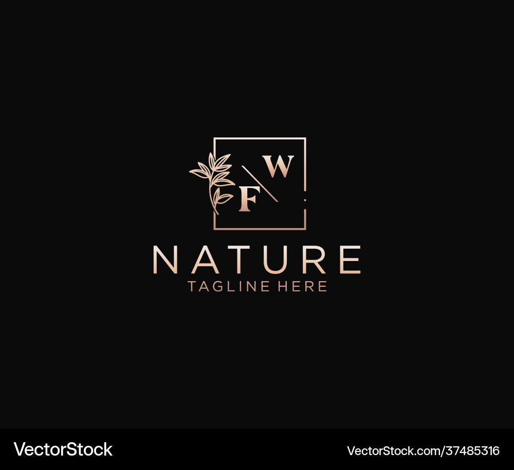 Initial wf letters beautiful floral feminine Vector Image