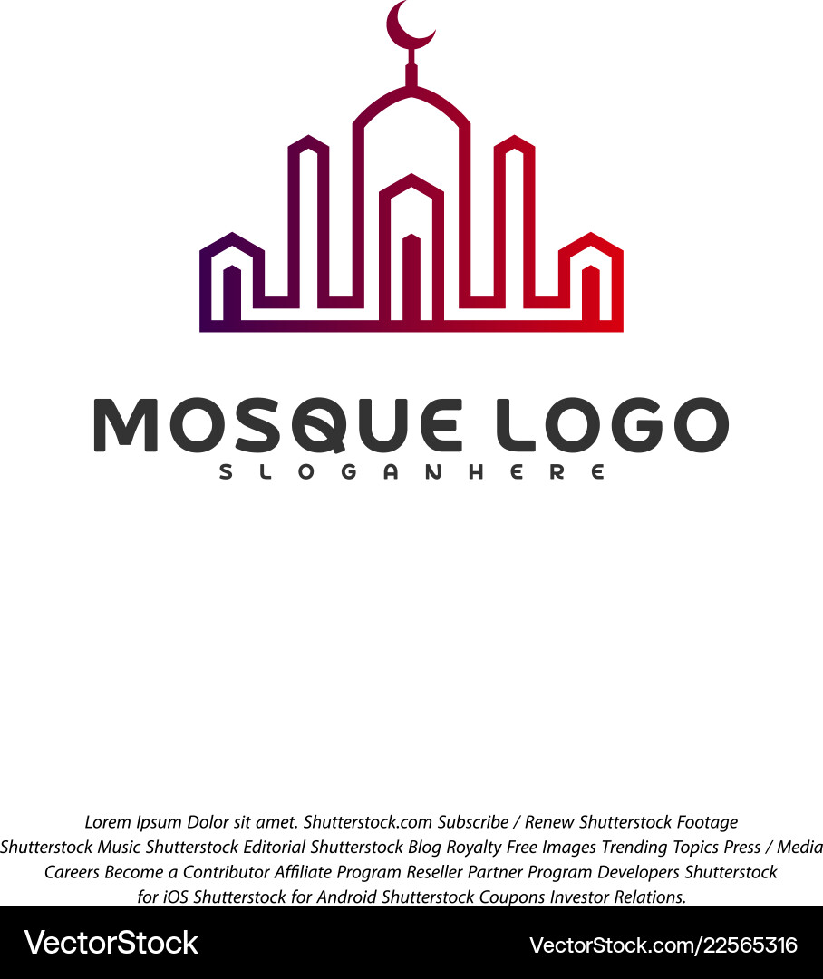Islamic logo design mosque template muslims Vector Image