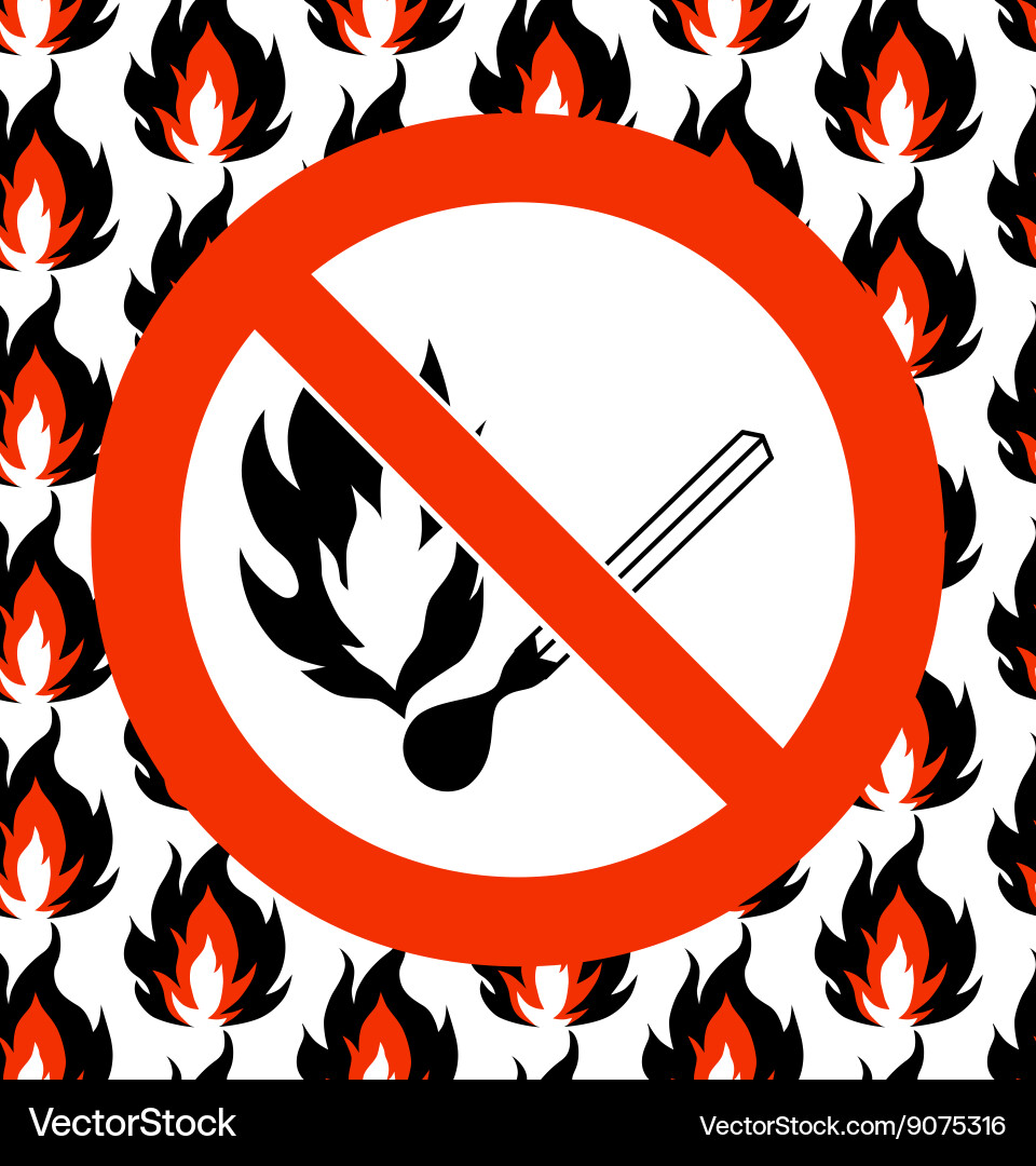 No matches prohibited symbol on seamless fire Vector Image