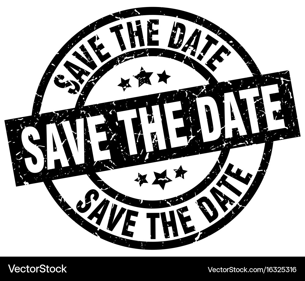 Save the date round grunge black stamp Royalty Free Vector