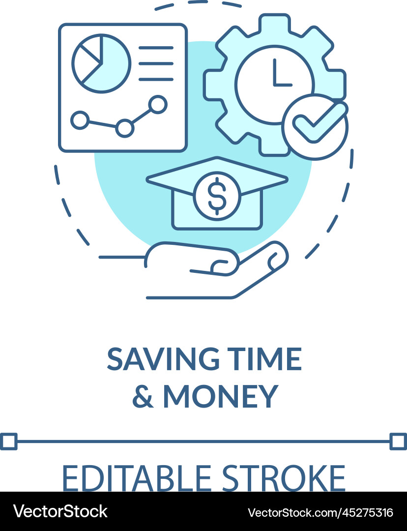 Saving time and money blue concept icon Royalty Free Vector