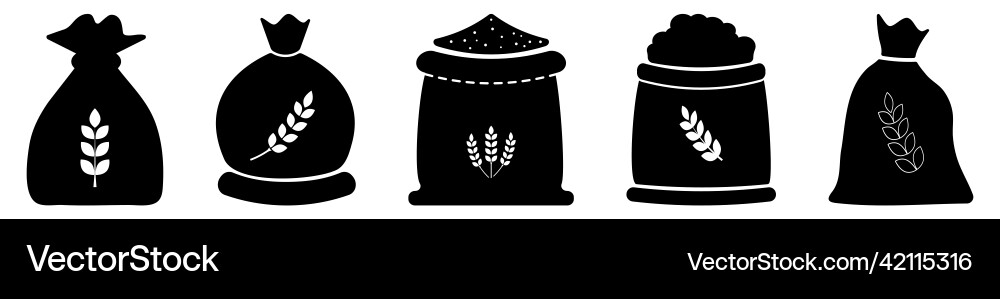 Set of wheat bag icon Royalty Free Vector Image