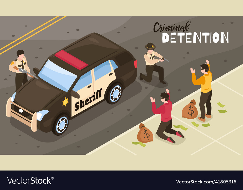 Sheriff raid isometric composition Royalty Free Vector Image