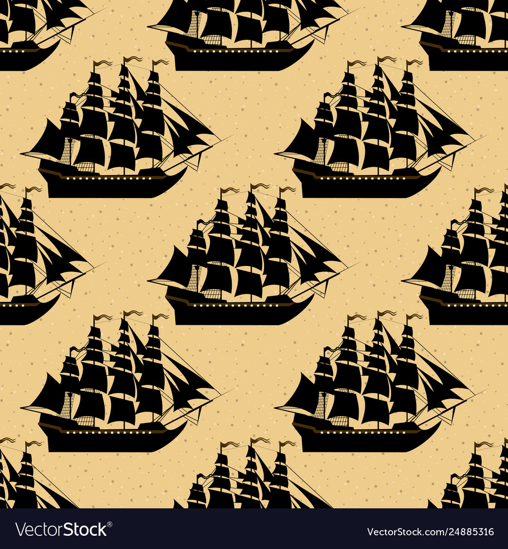 Ship seamless pattern on white background Vector Image