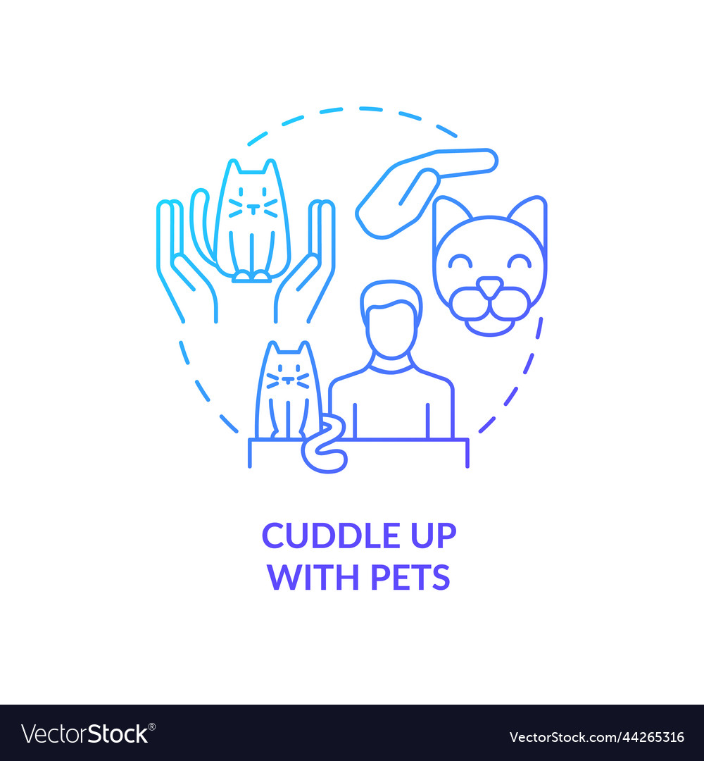 Snuggle up with pets blue gradient concept icon Vector Image Snuggle up with pets blue gradient concept icon Vector Image