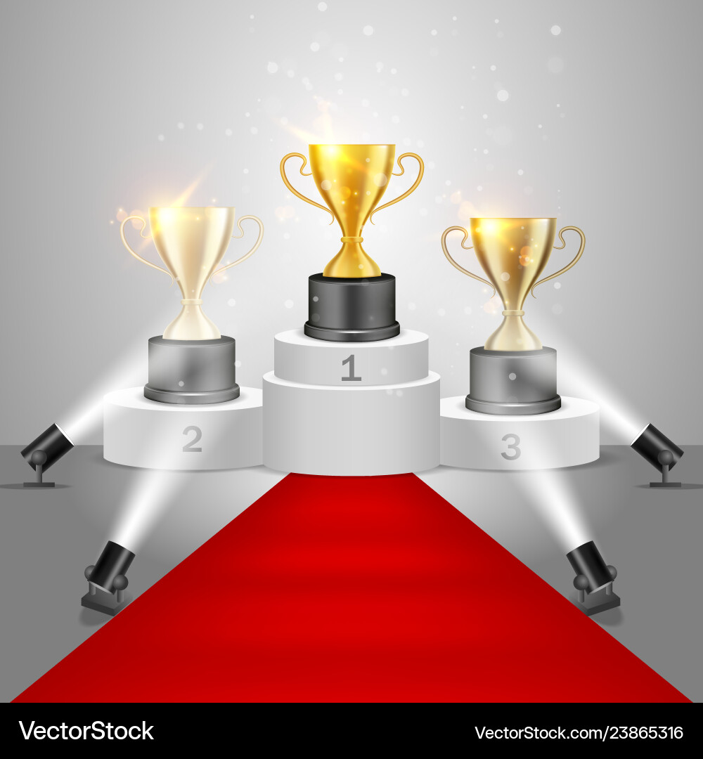 Winner awards on victory pedestal Royalty Free Vector Image