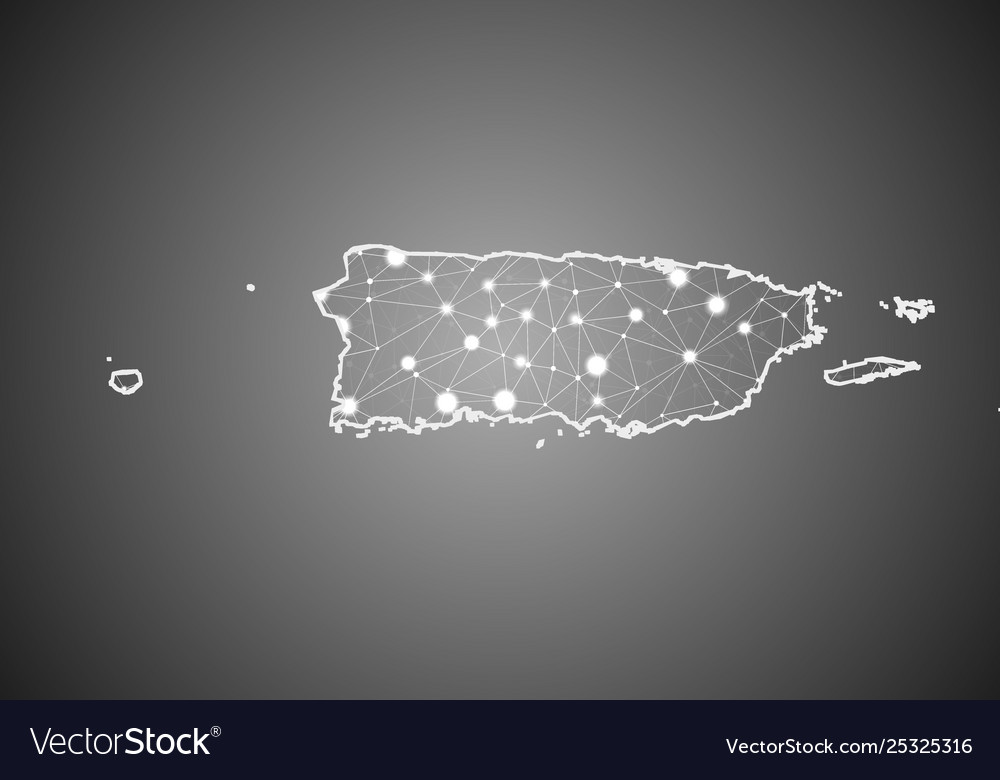 Wireframe mesh polygonal puerto rico map Vector Image
