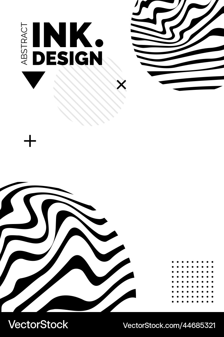 Black lines poster template trendy abstract wavy Vector Image