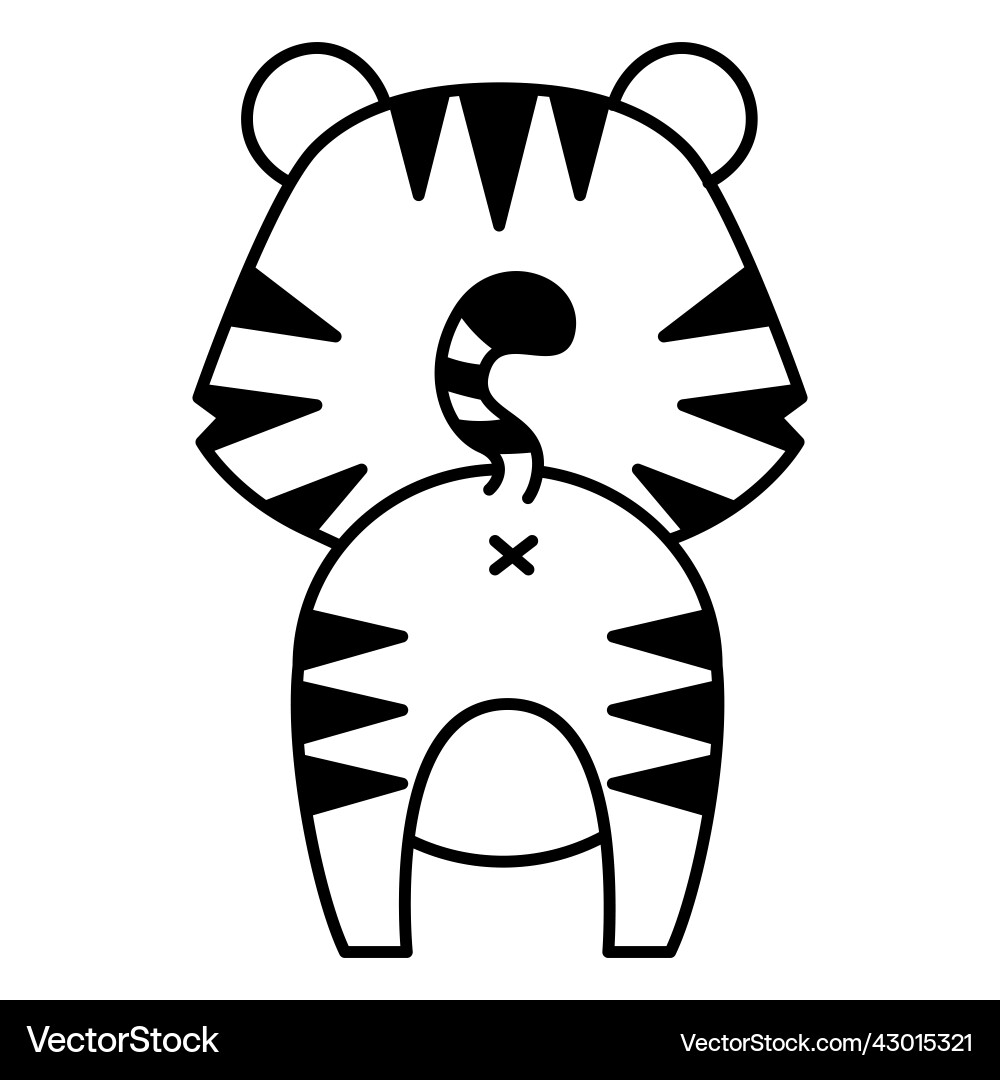 Cute tiger back stroke Royalty Free Vector Image