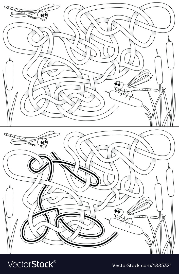 Dragonfly maze Royalty Free Vector Image - VectorStock