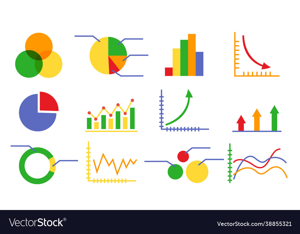 Graph chart business infographics diagram icon set