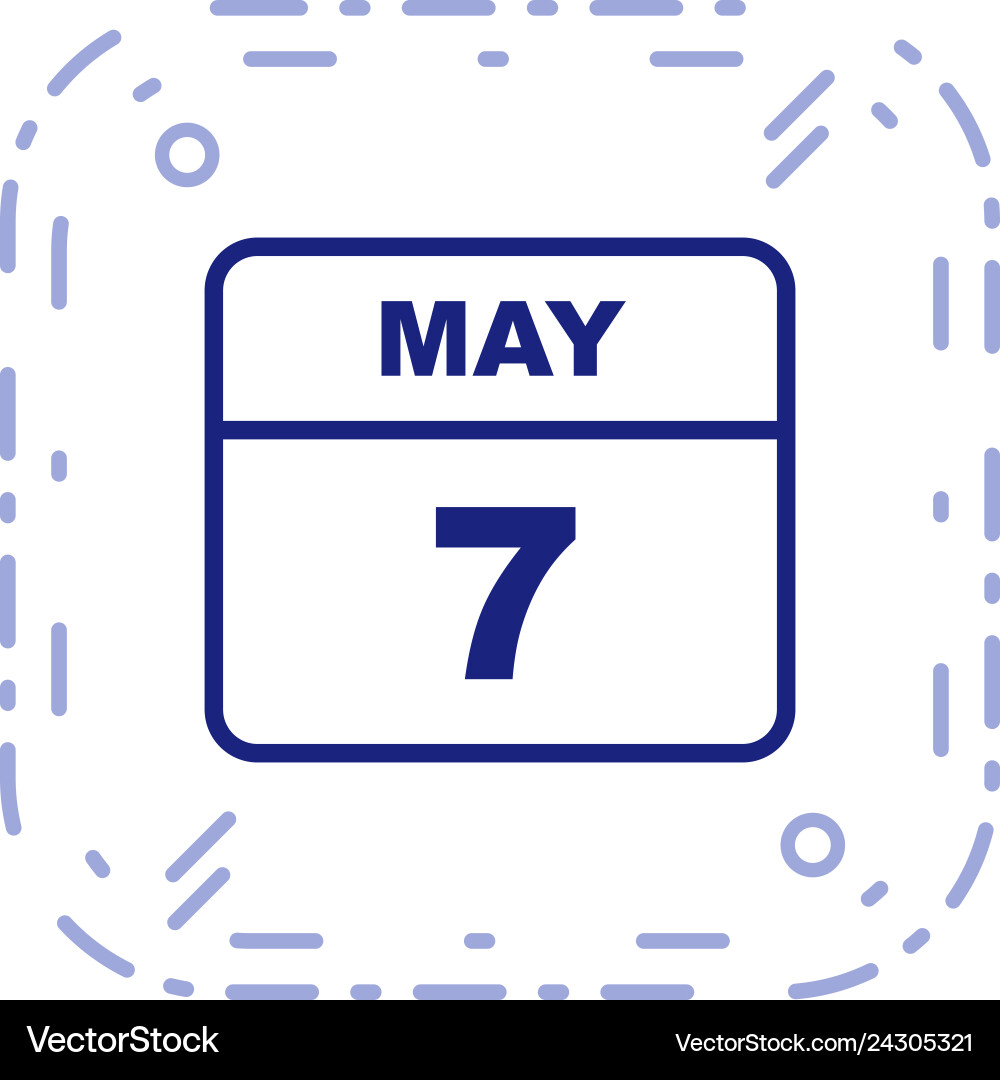 May 7th date on a single day calendar Royalty Free Vector