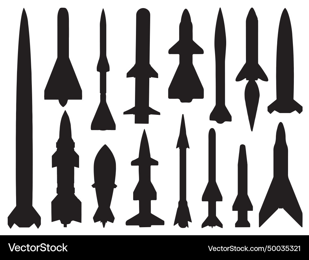Military missiles silhouette art Royalty Free Vector Image